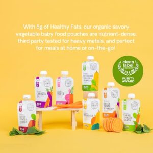 Serenity Kids 6+ Months USDA Organic Veggie Puree Baby Food Pouches | No Sugary Fruits or Added Sugar | Allergen Free | 3.5 Ounce BPA-Free Pouch | Butternut Squash & Spinach | 6 Count