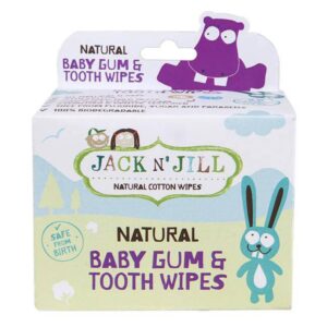 jack n' jill baby gum & tooth wipes - natural & safe, contains only water & xylitol, soft sterilized cotton, free from fluoride & sugar, baby mouth wipes - 25 individually wrapped wipes