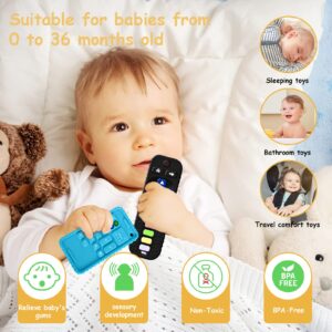 3 Pack Baby Teething Toys,Teethers for Babies 0-6-12-36 Months,Teething Remote Controll Toy for Baby,Silicone Chew Toys,Baby Remote +Phone Shape Teether,Infant Toys,Baby Girls Boys Gift