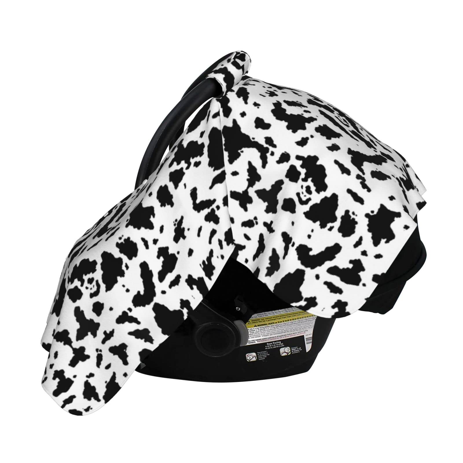 Black Brown Cow Print Skin Baby Car Seat Canopy Cover Multi Use Nursing Cover for Newborn Car Seat Canopy Mom Nursing Breastfeeding Covers Newborn Shower Gifts