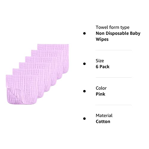 Looxii Muslin Burp Cloths 100% Muslin Cotton Baby Burp Cloths Large 20''x10'' Extra Soft and Absorbent 6 Pack Baby Burping Cloth for Boys and Girls (Pink)