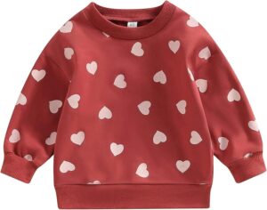 dosyzto toddler baby girl valentine's day outfit spring pink sweatshirt top hey sugar print sweater shirts fall cute clothes (red hearts shirts,4-5t)