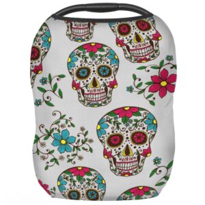 death sugar skull baby car seat cover for baby boys and girls breathable lightweight carseat cover baby carrier cover soft flexible for girls boys