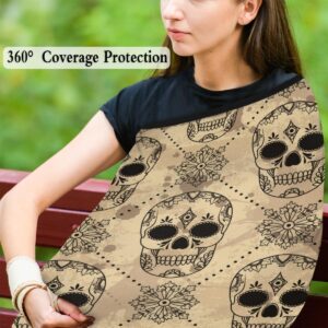 Vintage Sugar Skull Baby Car Seat Cover for Baby Boys and Girls Breathable Lightweight Carseat Cover Baby Carrier Cover Soft Flexible for Girls Boys