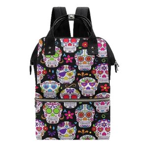 migaiuoi sugar skull diaper bag backpack, waterproof large nappy bags for women