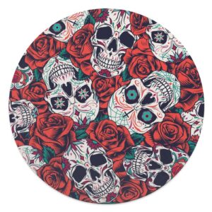 lakimct vintage sugar skull rose round soft baby blankets for boys girls, newborn blanket for suitable for swaddling sleep stroller cover nursery blanket, 35 inch