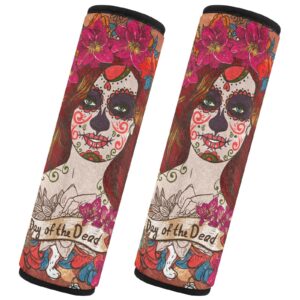 RunningBear Dead Day Sugar Skull Women Seat Belt Cover 2 PCs Car Seat Strap Covers Kids' Seatbelt Padding Car Accessories Interior Aesthetic for Baby Boys Girls Children,M