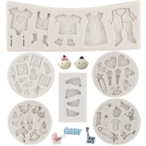 mypracs baby silicone fondant cake mold baby shower cupcake mold baby feet fondant mold for sugar cake decoration candy chocolate gum paste polymer clay set of 6