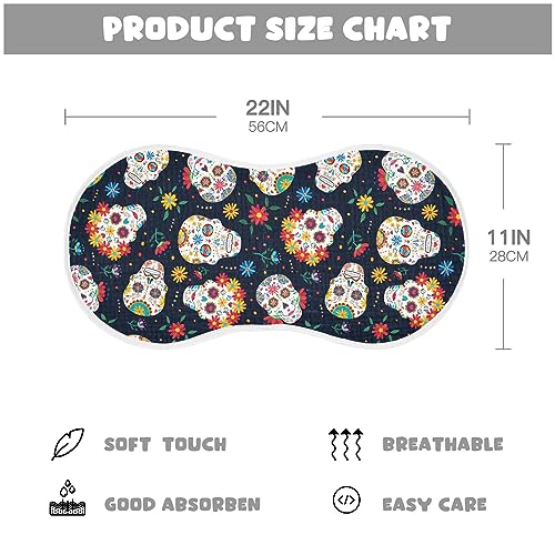 YYZZH Mexican Sugar Skull Flower Muslin Burp Cloths for Baby 4 Pack Soft 100% Cotton Baby Washcloths Bibs for Boy Girl