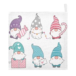 WIFIU Cute Gnomes Blue Burp Cloths for Boys Girls Pink Gift Sugar Baby Muslin Washcloths Newborn Soft Absorbent Face Bath Towel Kids Wash Cloth 12x12 Inch,3 Pack