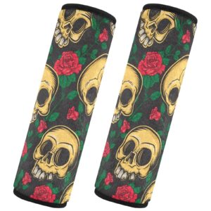 halloween sugar skull rose seat belt covers 2 pack car seat strap covers super soft car seat neck cover for adults baby boys girls