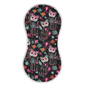 vvfelixl baby burp cloths cat skeleton sugar skull baby newborn cotton burping cloths set baby washcloths 4 pack black