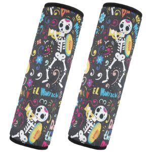 halloween sugar skull party seat belt covers 2 pack car seat strap covers super soft carseat shoulder pad for adults boys girls babies