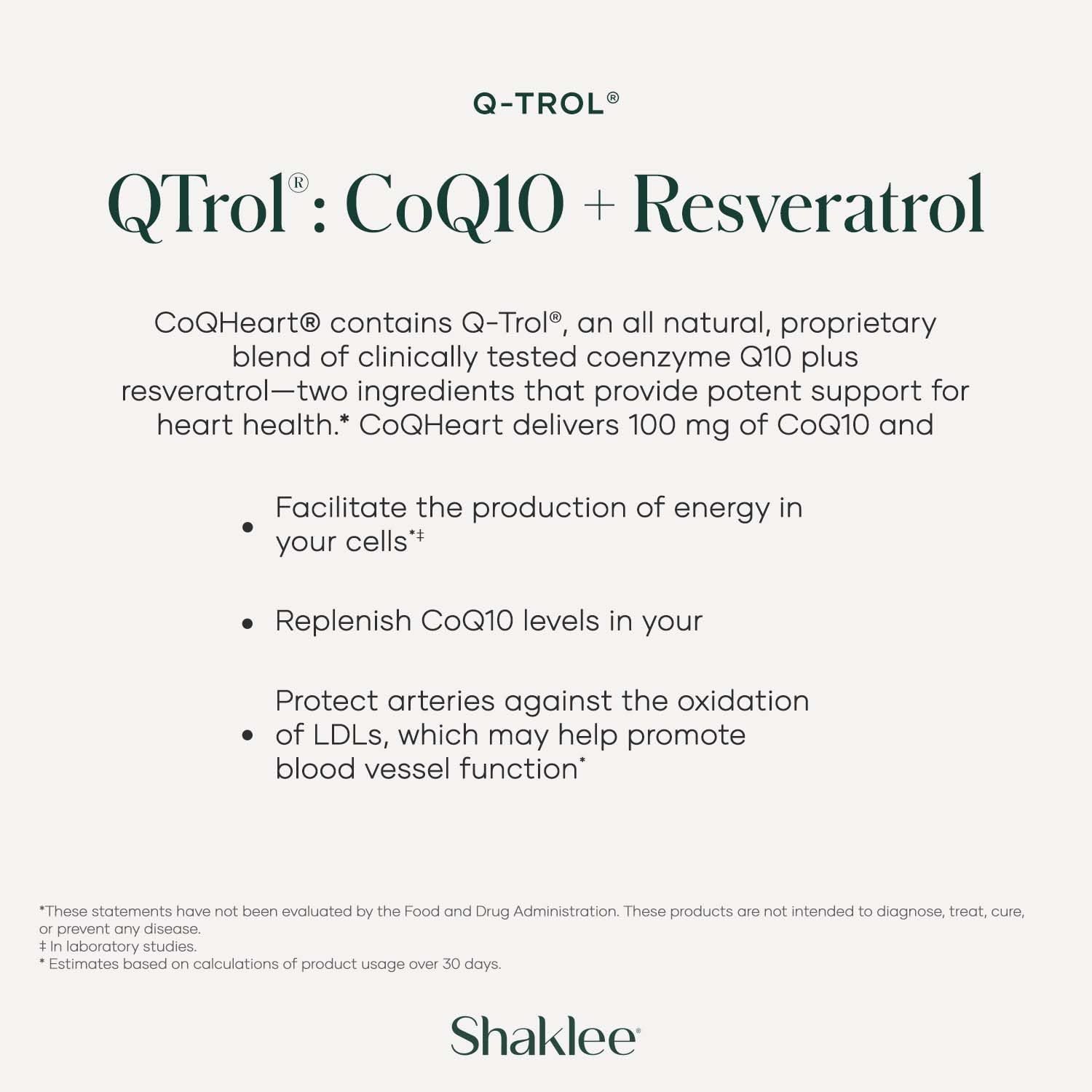 CoQHeart® with Q-Trol®: Energy Support for Heart Health - Coenzyme Q10 and Resveratrol Blend - Facilitates Energy Production and Blood Vessel Health - Protects Arteries - 30 Softgels