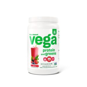 vega protein and greens protein powder, berry - 20g plant based protein plus veggies, vegan, non gmo, pea protein for women and men, 1.3 lbs (packaging may vary)