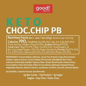 good! Snacks Keto Vegan Protein Bars, Variety Pack, Gluten Free Keto Snack Bar, Low Carb, Low Sugar Meal Replacement, 11g Protein, 3g Net Carbs, 12 Bars