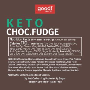 good! Snacks Keto Vegan Protein Bars, Variety Pack, Gluten Free Keto Snack Bar, Low Carb, Low Sugar Meal Replacement, 11g Protein, 3g Net Carbs, 12 Bars