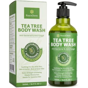 antifungal body wash & soap, antibacterial tinea versicolor body wash, tea tree back acne, folliculitis body wash, for jock itch, athletes foot, body odor, ringworm