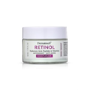 dermatouch retinol face moisturizer, 1.7 oz - hyaluronic acid, peptides & vitamins - made in america