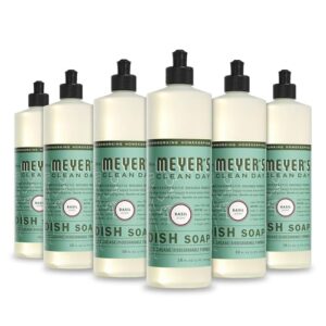 mrs. meyer's clean day liquid dish soap, biodegradable formula, basil, 16 fl. oz - pack of 6