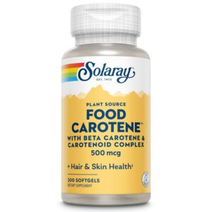 solaray food carotene, vitamin a 10000 iu | healthy skin, eyes, antioxidant & immune support (200 ct)