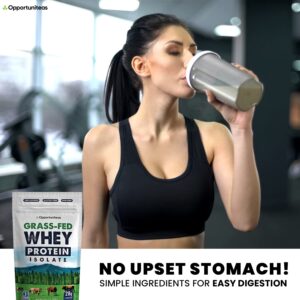 Opportuniteas Grass Fed Whey Isolate Protein Powder - Unflavored 28g Protein Powder without Artificial Sweeteners, Hormone-Free Cows, Non GMO - 1lb