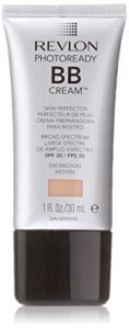 revlon bb cream, photoready face makeup for all skin types, spf 30, light- medium coverage, moisturizing & hydrating formula, 030 medium, 1 fl oz