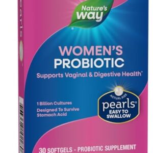 Nature's Way Women's Probiotic Pearls, Supports Vaginal and Digestive Health*, Protects Against Occasional Constipation & Bloating*, 1 Billion Live Cultures, 30 Softgels (Packaging May Vary)