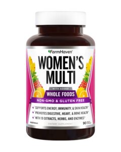 farmhaven multivitamin for women | 22 essential nutrients, fruits & veggies womens multivitamin | whole food multivitamin boosts energy, immune, heart health | womens daily vitamins - 90 capsules