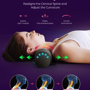 Neck Stretcher for Neck Pain Relief, Cervical Neck Traction Device with Magnetic Therapy Pillowcase, Neck Hump Corrector, Neck and Shoulder Relaxer for TMJ, Cervical Spine Alignment, Yellow