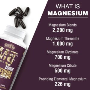 Liposomal Magnesium Complex 2200MG Softgels,Magnesium Threonate, Magnesium Glycinate, Magnesium Citrate, Three-in-one Supplement, Gluten Free, 60 Softgels