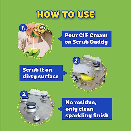 Scrub Daddy Scrub Mommy, Daddy Caddy + Cif All Purpose Cleaner - Scratch-Free, Dual-Sided Kitchen + Bathroom Scrubber + Multipurpose Cleaning Cream - Cleaning Supplies Kit for Multiple Surfaces