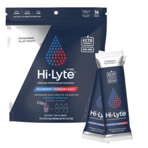 hi-lyte pro hydration packets - 16 individual drink packets | blueberry pomegranate | flavored electrolyte packets | sugar-free, zero carb, zero calorie