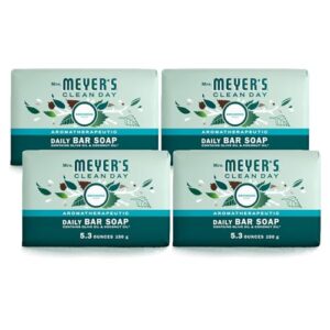 mrs. meyer's clean day bar soap, use as body wash or hand soap, made with essential oils, birchwood_, 5.3 oz, 4 bars