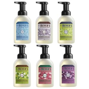 mrs. meyer's clean day foaming hand soap, 10 oz. variety pack of 6 scents (lemon verbena, lavender, rainwater, watermelon, apple, plumberry scents) bundle of 6 items