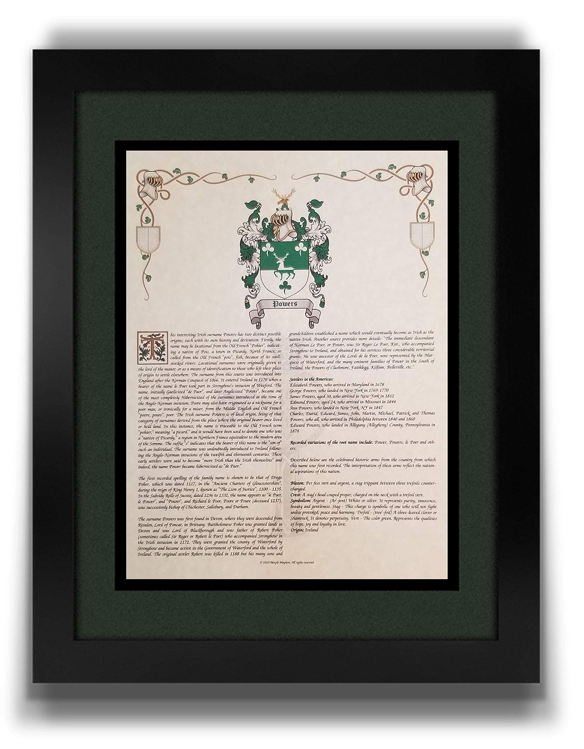 Mr Sweets Shaklee Coat of Arms, Crest & History 8.5x11 Print - Name Meaning, Genealogy, Family Tree Aid, Ancestry, Ancestors, Namesakes - Surname Origin: English England