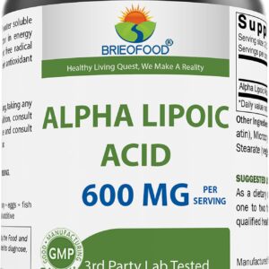 Brieofood Alpha Lipoic Acid 600mg per Serving - 240 Capsules - Non-GMO, Gluten Free