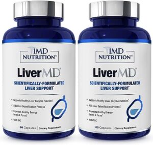 1md livermd - liver support supplement | siliphos milk thistle extract - highly bioavailable, for liver support | 60 capsules (2-pack)