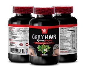 saw palmetto mens hair - gray hair reverse complex - natural solution - powerful results, grey hair men, biotin vitamins for hair skin and nails, paba supplement, gray hair supplement, 1 bot 60 caps