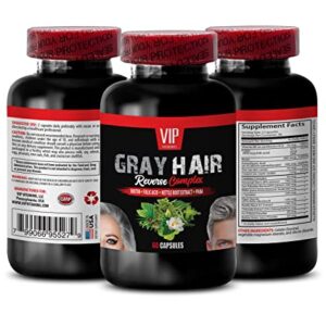 Saw Palmetto Mens Hair - Gray Hair Reverse Complex - Natural Solution - Powerful Results, Grey Hair Men, Biotin Vitamins for Hair Skin and Nails, Paba Supplement, Gray Hair Supplement, 1 Bot 60 Caps