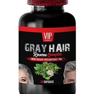 Saw Palmetto Mens Hair - Gray Hair Reverse Complex - Natural Solution - Powerful Results, Grey Hair Men, Biotin Vitamins for Hair Skin and Nails, Paba Supplement, Gray Hair Supplement, 1 Bot 60 Caps