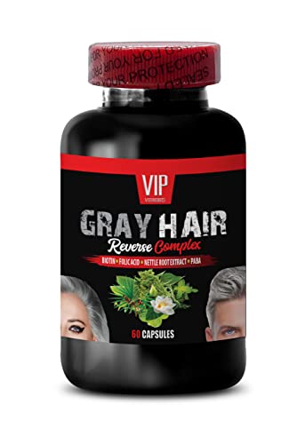 Saw Palmetto Mens Hair - Gray Hair Reverse Complex - Natural Solution - Powerful Results, Grey Hair Men, Biotin Vitamins for Hair Skin and Nails, Paba Supplement, Gray Hair Supplement, 1 Bot 60 Caps