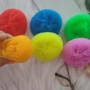 Plastic Dish Scrubbers for Dishes, Non Scratch Nylon Pot Round Scrubber Scouring Pad for Cookware, Colorful Mesh Scouring Dish Pads Scrubbers (18 Pack)