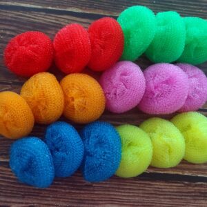 Plastic Dish Scrubbers for Dishes, Non Scratch Nylon Pot Round Scrubber Scouring Pad for Cookware, Colorful Mesh Scouring Dish Pads Scrubbers (18 Pack)