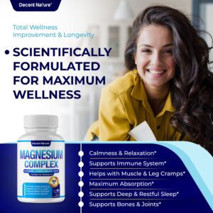 Magnesium Complex 7 Elemental Magnesium Supplement 1000mg – Magnesium Glycinate, Citrate, Malate, Taurate, Oxide, Aspartate, Orotate Non-GMO 90 Capsules