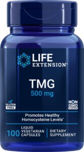 life extension tmg 500mg, 100 liquid veg caps - trimethylglycine (glycine betaine) supplement - gluten free, non-gmo, vegetarian