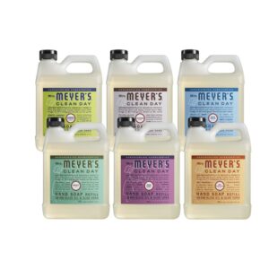 mrs. meyer's liquid hand soap new everyday 6 scent variety pack refills, 1 rainwater, 1 oat blossom, 1 plumberry, 1 basil, 1 lavender, 1 lemon verbena, 1 ct