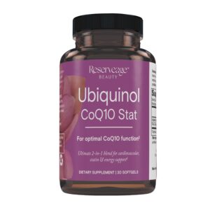 reserveage ubiquinol coq10 stat - ubiquinol softgels for daily use - provides support for cardiovascular system, energy levels & cellular health - premium ubiquinol capsules - 30 softgels