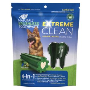 ark naturals extreme clean brushless toothpaste – large breeds, 18oz bag – long-lasting dog dental chew with toothpaste center – freshen breath, reduce plaque & tartar with dental chews for dogs