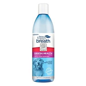 tropiclean fresh breath certified wellness collection dental health solution | hip and joint support | vohc accepted | 16 oz